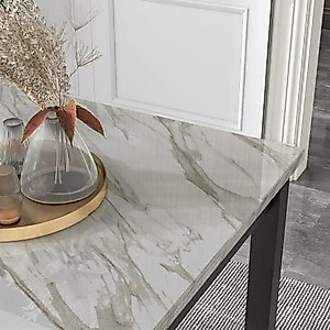 TRIPLE TREE 5-Piece Counter Height Dining Table Set with One Faux Marble Dining Table and Four Upholstered-Seat Chairs,Counter Height Dining Set Suitable for Kitchen and Living Room, Gray