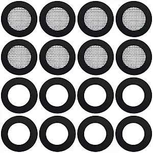 PAGOW 10pcs 1/2" Shower Head Screen Filter Gasket + 10pcs Rubber Washer, Stainless Steel Seal O Ring Hose Net 40 Mesh for 1/2" Fixed and Handheld Shower Head Hose, Water Faucet, Garden Hose (20pcs)
