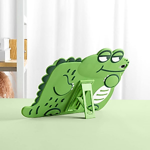 Laetass Cartoon Silicone Child Protective Cover for 2021 iPad Mini 8.3" 6th Gen A2567 A2568 A2569 with Adjustable Stand Cover, Cute Cartoon Little Dinosaur Design Shockproof Silicone Case (Green)