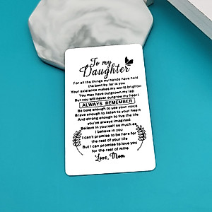 Xiahuyu Daughter Birthday Gifts from Mom Engraved Wallet Card for Daughter Graduation Gifts Christmas Birthday Gifts for Daughter Mothers Day Wedding Gifts Daughter Gifts from Mom