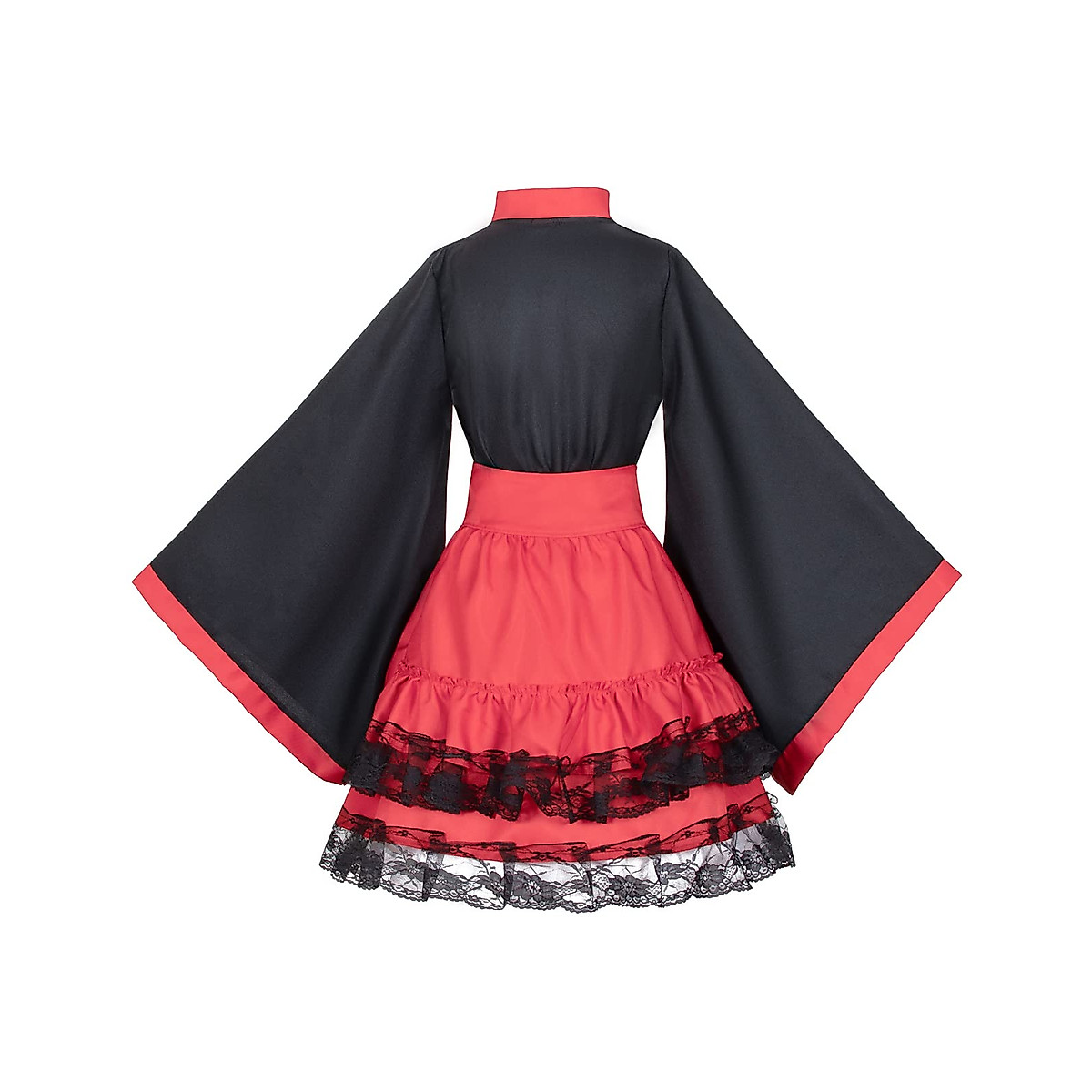 Elibelle Japanese anime red and Black kimono fox cosplay costume Furry Fox Ear with socks L