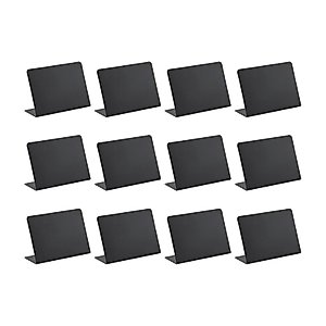 Mini Chalkboards Signs Table Signs L Shaped Wordpad Slate Board Food Signs Wedding Party Decor Erasable Small Blackboard Message Black Board, 10x7.5cm 12pcs