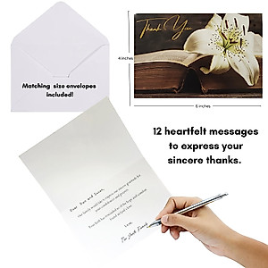 Asiren Greetings Sympathy Thank You Cards - Funeral Thank You Cards - 12 Beautiful Designs with Gold Foil, Message Inside, and Envelopes