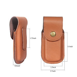 Kosibate Pocket Knife Sheath, Leaher Folding Knife Sheaths for Belt, Multitools Pocket Case Pouch(Brown)