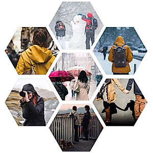 SaphiRose Women's Long Hooded Rain Jacket Outdoor Water_resistant Raincoat Windbreaker(Black,Large)