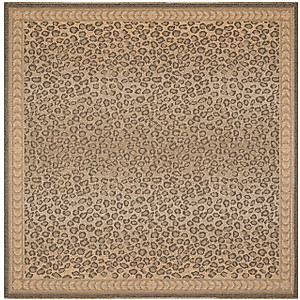 SAFAVIEH Courtyard Collection 7'10" Square Natural / Gold CY6100 Indoor/ Outdoor Waterproof Easy-Cleaning Patio Backyard Mudroom Area-Rug