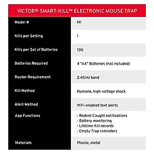 Victor M1 Smart-Kill Wi-Fi Electronic Mouse Trap,Black (1 Pack)