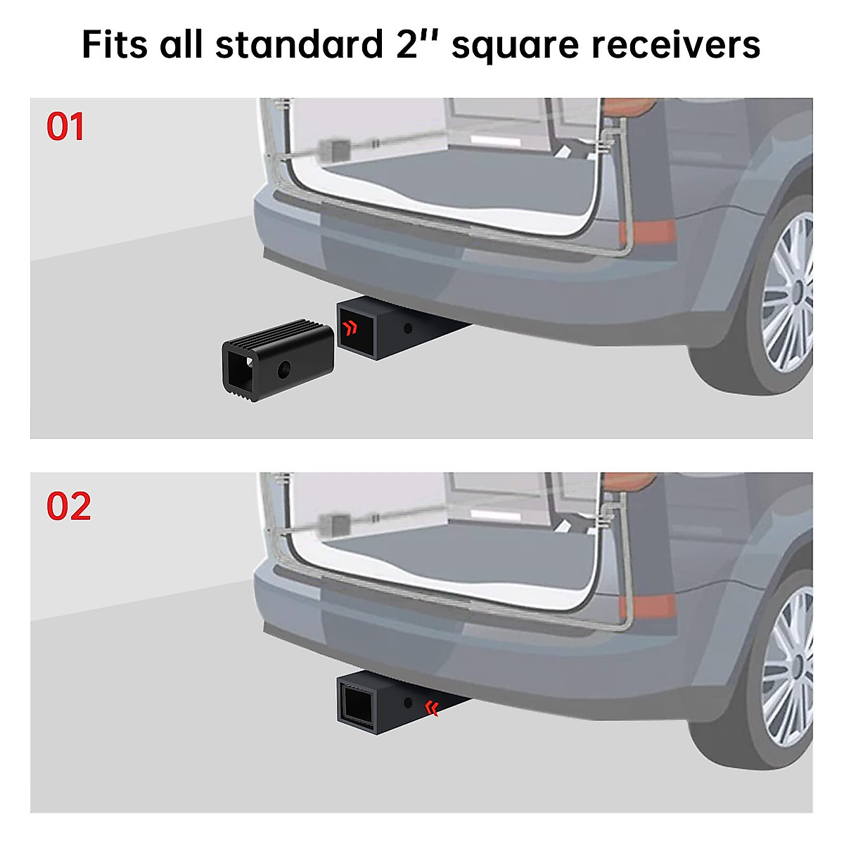 2" to 1-1/4" Hitch Receiver Adapter Insert Sleeve Mount Adapter - 2 inches to 1.25 inches Hitch Adapter Receiver Converter for Bike Rack and Cargo Carriers