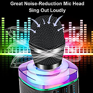 BONAOK Wireless Bluetooth Karaoke Microphone with LED Lights, Handheld Karaoke Machine with Magic Sing Recording for Kids Adults Gift Q31 (Green)