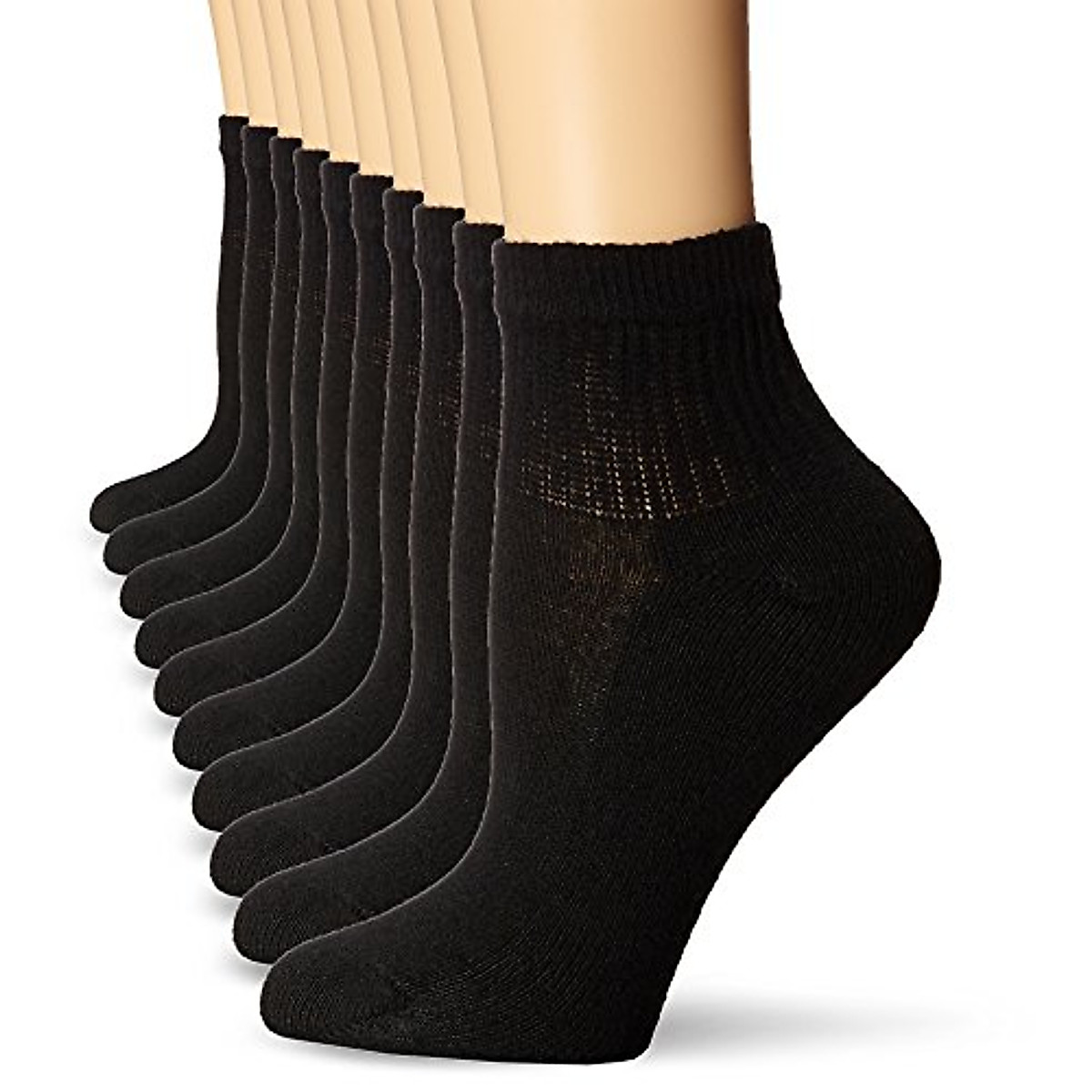 Hanes Womens Value, Ankle Soft Moisture-wicking Socks, Available In 10 And 14-packs Athletic-socks, Black - 10 Pack, 5-9 US