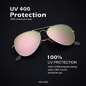 KALIYADI Classic Aviator Sunglasses for Men Women Driving Sun glasses Polarized Lens UV Blocking (2 Pack) 58mm
