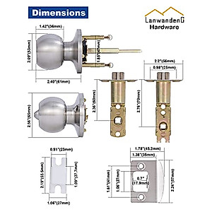Lanwandeng (2 Pack) Entry Door Knob with Lock and Keys, Exterior/Interior Door Locks with Screwdriver for Bedroom or Bathroom,Satin Nickel Door knobs
