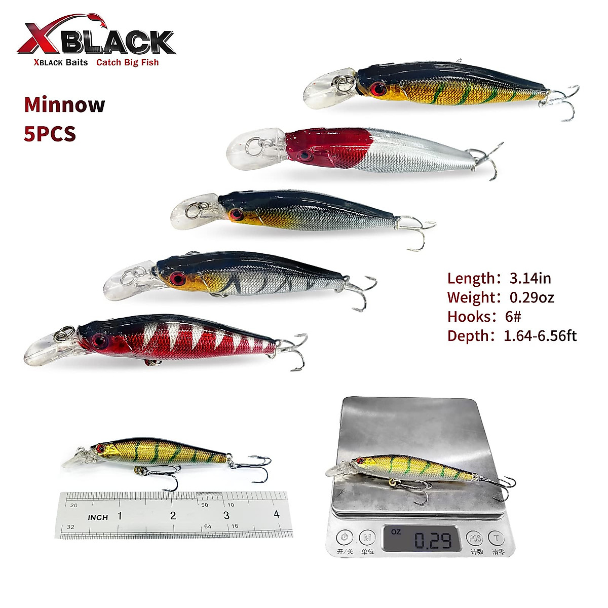 XBLACK Hard Fishing Lures Set 20PCS Mixed Minnow Crankbaits for Beginner Starter, XBLACK Baits, Catch Big Fish!