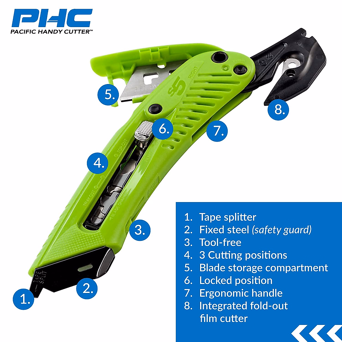 Pacific Handy Cutter S5R Safety Cutter + Leather Holster Utility Knife Bundle