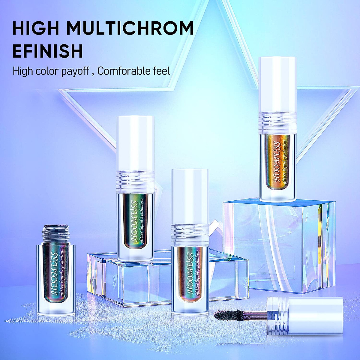 HOOMUSS Chameleon Eyeshadow Liquid Glitter Eyeshadow, Green Liquid Eyeshadows Holographic Multichrome Eye Makeup, Long Lsting and Quick Drying, Elf