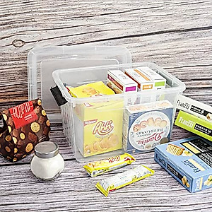 Ucake 12 Quart Clear Plastic Storage Box, Latching Box with Lid and Handle, Set of 6