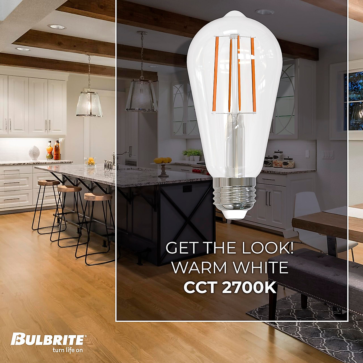 Bulbrite 8.5 Watt Dimmable Clear Filament ST18 / ST19 Medium (E26) LED Bulb - 850 Lumens, 3000K, and 90 CRI