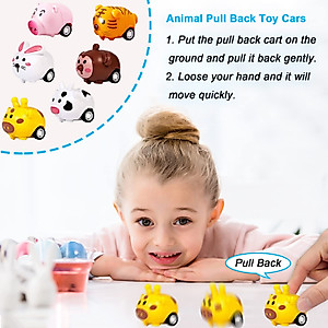 JIALWEN 12 Pack Easter Eggs Filled with Animal Pull Back Toy Cars, Easter Basket Stuffers Surprise Easter Gifts Hunt Theme Party Favors Classroom Prize Supplies