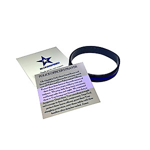 BLUE INSPIRED Thin Blue Line Bracelet and Prayer Card | Back The Blue, Pro Law Enforcement | Navy Blue | Husband/Wife, Men/Women