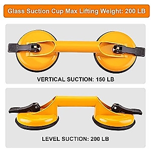 Floor Gap Fixer Tool for Laminate Floor Gap Repair Include Premium Quality Heavy Duty Aluminum Suction Cup and Fiberglass Handle Rubber Mallet (Yellow) - Can't Use on Scraped Surface Floor