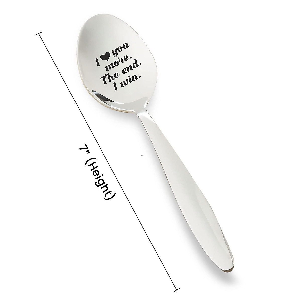 Weefair Christmas Gifts | Love You More The End I Win | Valentines Day Anniversary Wedding Engagement Gifts | Long Distance Gifts | Engraved 7 Inches Stainless Steel Spoon