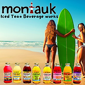 Montauk Beverageworks Premium All-Natural Iced Tea, 16 Fl Oz Glass Bottles (Green Tea with Honey, Pack of 12)