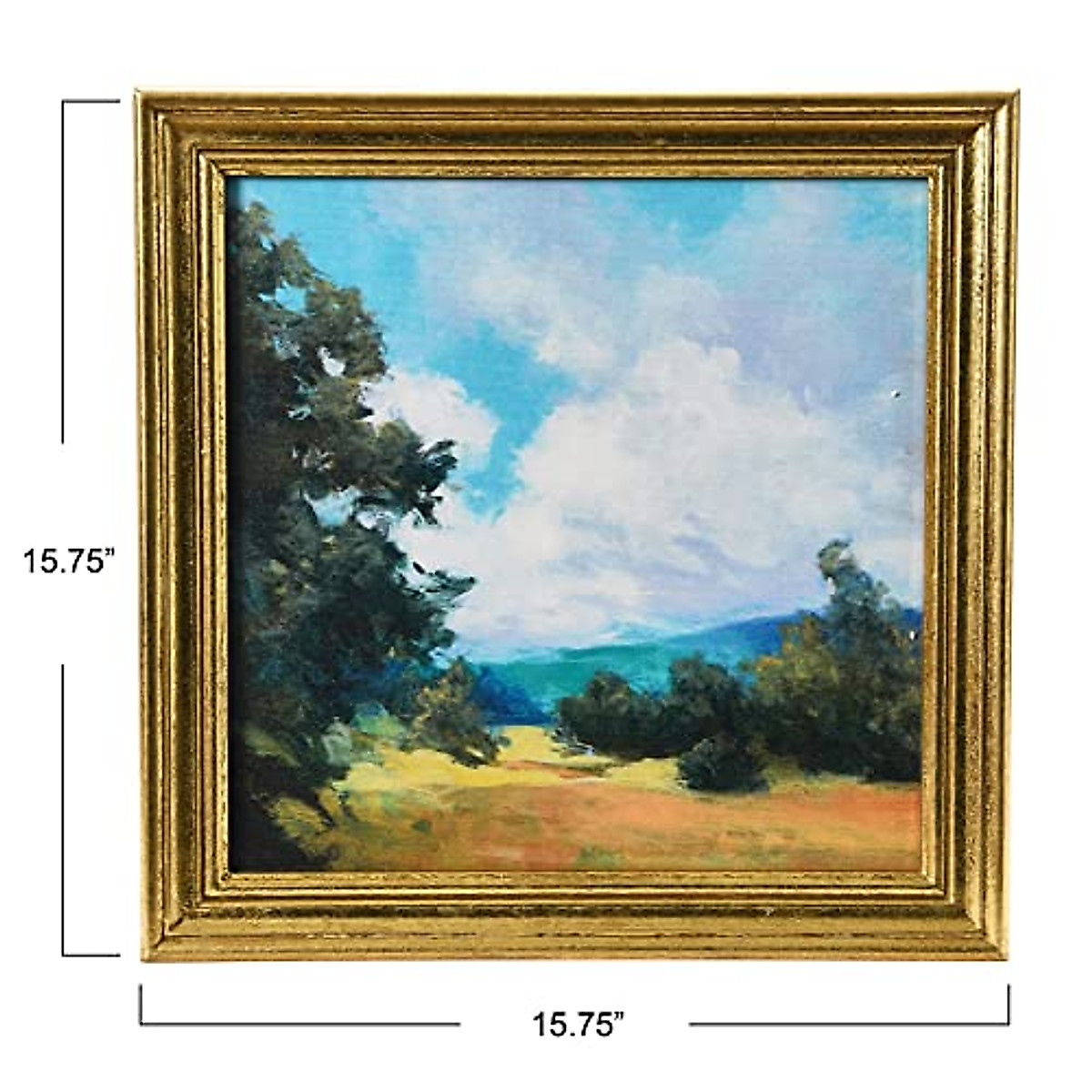 Creative Co-Op Watercolor Nature Landscape with Solid Wood Frame