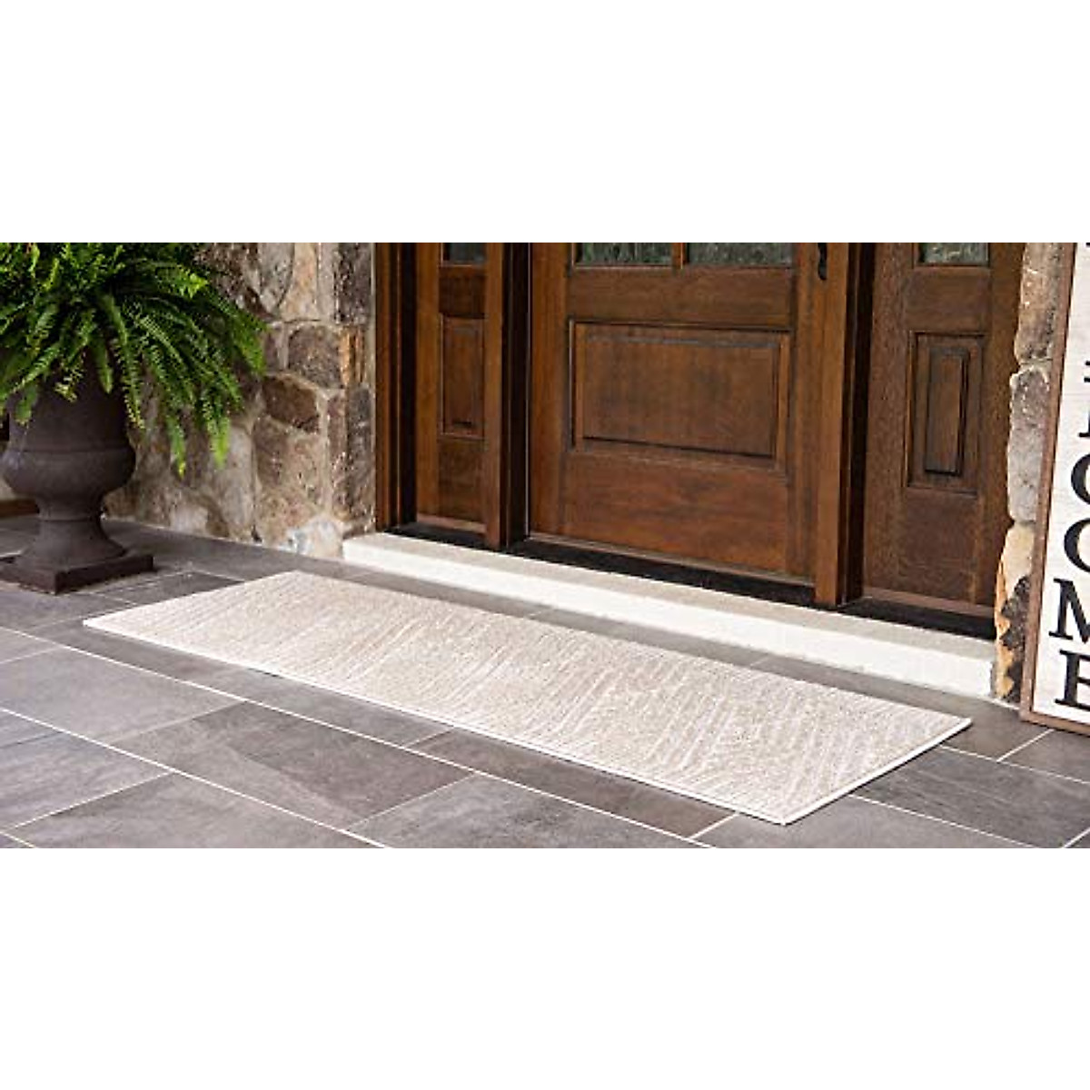 Unique Loom Sabrina Soto Outdoor Collection Modern, Vibrant, Carved Area Rug, 2 ft x 6 ft, Beige