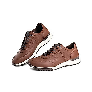 VELEZ 12 Brown Mens Business Casual Sneakers + Top Grain Leather Backpack for Men Black Designer Bookbag Business Casual Shoulder Bag