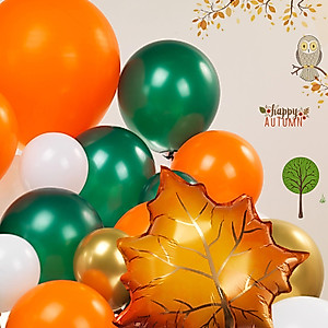 Fall friendsgiving balloon arch Orange and green Balloon Garland kit 132pcs Orange Gold Emerald hunter Green white balloons for Autumn Boho Baby Shower Bridal Shower thanksgiving decorations