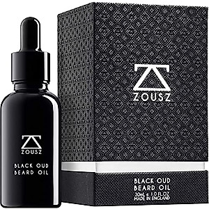 ZOUSZ Black Oud Beard Oil for Men, Beard Moisturizer & Conditioner, Non-Greasy Men's Beard Care Essential, Growth Enhancer Natural Beard Oil, 1 Fl Oz Dropper Bottle