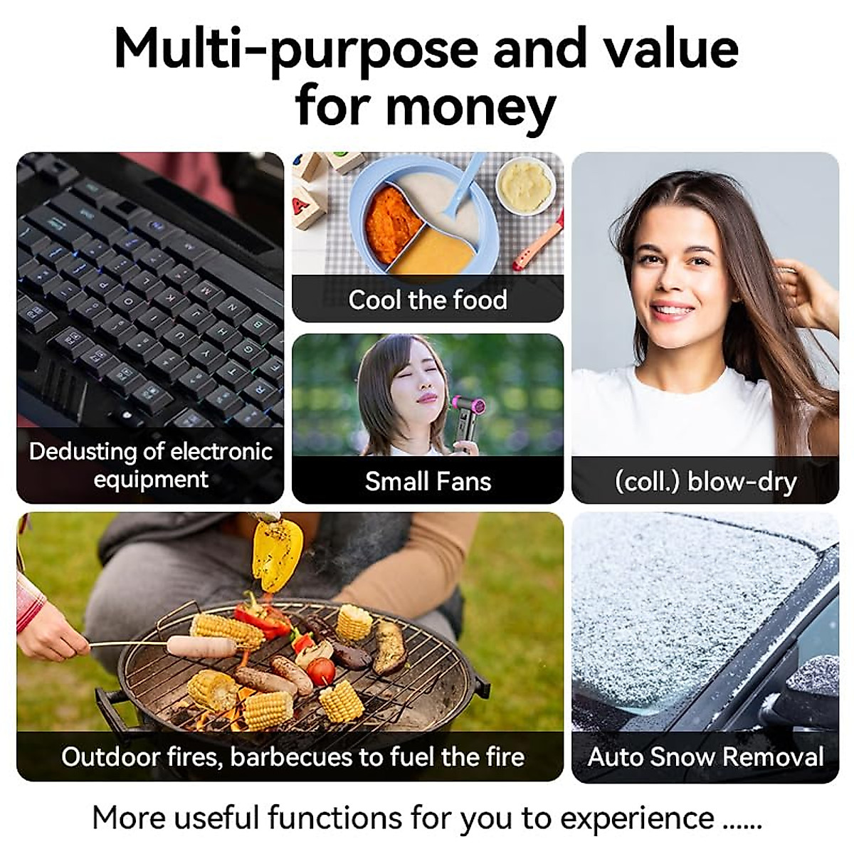 Turbine Engine Fan, Portable Rechargeable Wireless Blow Dryer, USB Rechargeable Hair Dryer, 4 Levels Wind Speed Adjustment, Wireless Hair Dryer for Home/Travel Hair Care Dryer