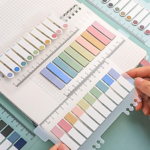 2400 Pcs Morandi Sticky Tabs, 12 Sheets Sticky Index Tabs, Book Tabs, Page Markers, Colorful Book Annotating Tabs, Page Tabs, Sticky Flags, Transparent Sticky Note Tabs, File Index Tabs with Ruler