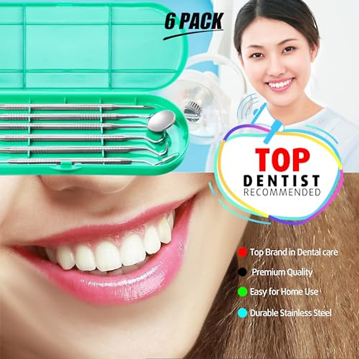 G.CATACC Dental Tools, Plaque Remover for Teeth, Metal Dental Pick Teeth Cleaning Tools Kit, Stainless Steel Oral Care Dental Hygiene Kit with Tooth Scraper Plaque Tartar Remover - with Case