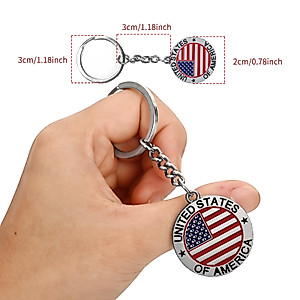 12pcs NYC US United States of America Keychain Metal Key Ring Star Stripe US Flag Souvenir Patriotic Christmas Gift