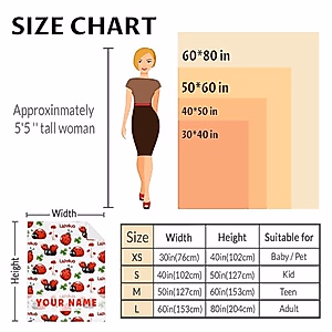 Personalized Ladybug Throw Blanket - Soft, Fuzzy & Warm - 40x50 Inches Small Blanket for Couch, Sofa - White Cute Throw Gift for Girls, Boys