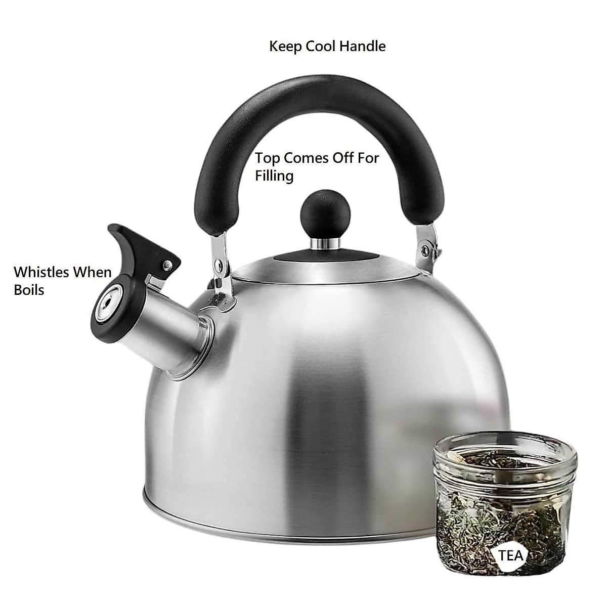 Stainless Steel Whistling Kettle 2.5qt/2.37l Hot Water Tea Stovetop