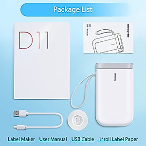 JADENS Label Maker Machine, D11 Portable Bluetooth Printer for Labeling, Home, Office, Organization, Mini Label Maker Machine with Tape, Multiple Templates Available for Phone, Handheld Labeler, White