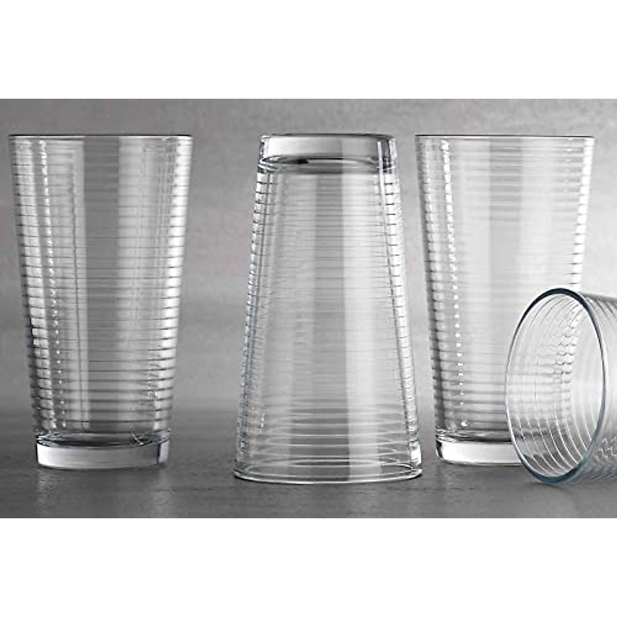 Glaver's Drinking Glasses - Set of 10 - Highball Glass Cups, Premium Quality Cooler 17 Oz. Ribbed Glassware. Ideal for Water, Juice, Cocktails, and Iced Tea. Dishwasher Safe.