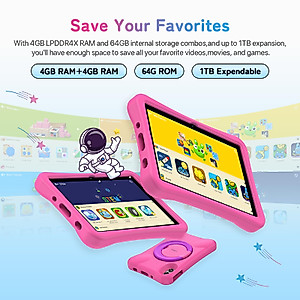 UMIDIGI Kids Tablet, G1 Tab Android 13 Tablet PC, 10.1" Tablet for Kids, 8G+64G up to 1TB, WiFi 6, 8MP+8MP Dual Camera, Quad-Core, 6000mAh, BT5.0, TÜV Eye Bluelight Tablet Android, Parental Control