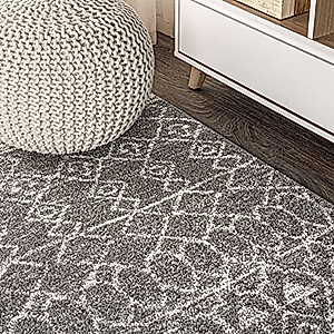 JONATHAN Y MOH209B-8 Izil Moroccan Beni Souk Indoor Farmhouse Area-Rug Bohemian Minimalistic Geometric Easy-Cleaning Bedroom Kitchen Living Room Non Shedding, 8 X 10, Gray,Cream