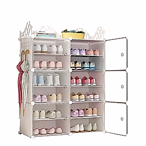 C.G Life 6-Tiers Stackable 24-30 pairs Freestanding Shoe Storage Cabinets with Adjustable Shelving,Withe Shoe Shelf Organizer for Bedroom, Closet, Entryway, Dorm Room,Garage,Shoe Rack have 6 cubes