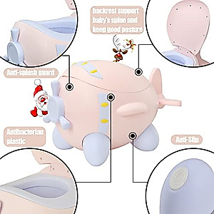 INTOP Airplane Kids Potty Training Toilet, Christmas Gift for Boys and Girls, Toddlers,Backrest Baby Potty Training Seat Non-Slip with Splash Guard,Easy to Empty and Clean (Pink)