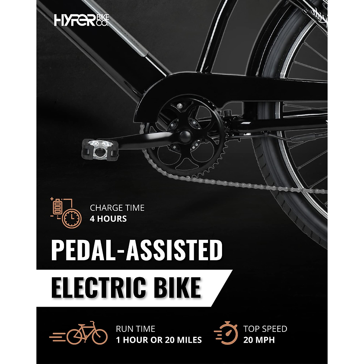 Hyper Bicycles E-Ride 26" Men's 36V Electric Cruiser E-Bike with Pedal-Assist, 250W Motor, Black