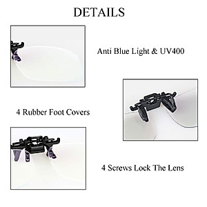 FRAZALA Flip-up Clip On Blue Light Blocking Glasses for Prescription Glasses Unisex Anti Blue-Ray Glasses for Eye Protection (2PCS)