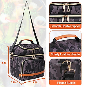 YESBAG Lunch Bag for Women, Leakproof Insulated Soft Adult Lunch Tote Cooler Bag Box With Adjustable Shoulder Strap for Office & Picnic (CAMOUFLAGE, 11L)