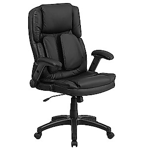 Flash Furniture Hansel Extreme Comfort High Back Black LeatherSoft Executive Swivel Ergonomic Office Chair with Flip-Up Arms