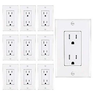 AbboTech 15A Tamper Resistant Duplex Receptacle Standard Wall Outlet Decorative Electrical Outlet, Child Proof Safety,Wall Plates Included, White, UL Listed.