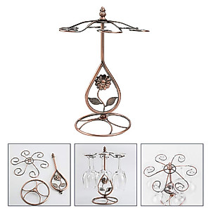 Cabilock Countertop Wine Glass Holder Sunflower Freestanding Metal Tabletop Stemware Storage Rack Drying Rack Glasses Cup Accessories for Home Decor Kitchen (Bronze)