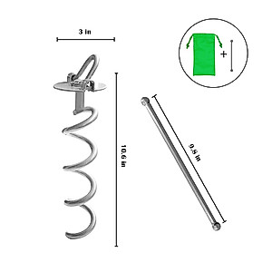 10.6 Inch Pack of 4 Folding Ring Spiral Ground Anchors - Silver Metal Spiral Stake Outdoor Heavy Duty Camping Stakes Spiraling Anchor Ground Anchors for Tent, Trampolines, Garden Fence, Sheds, Swings